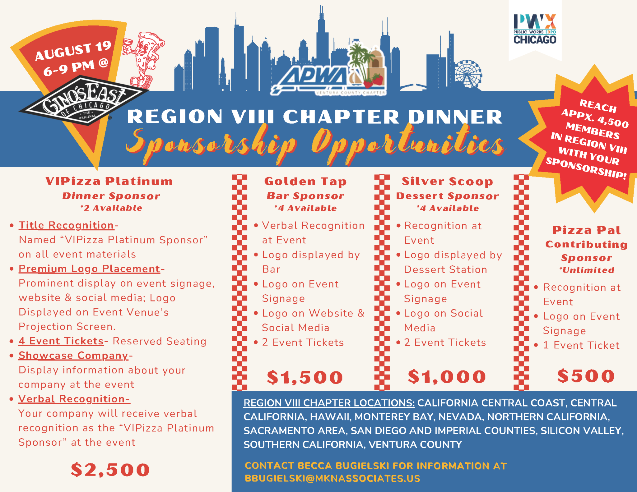 APWA Ventura County – PWX Region VIII Chapter Dinner Sponsorships ...